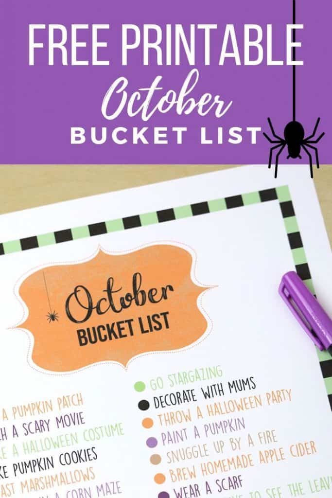 FREE Printable Bucket List to Max Your October - Aubree Originals