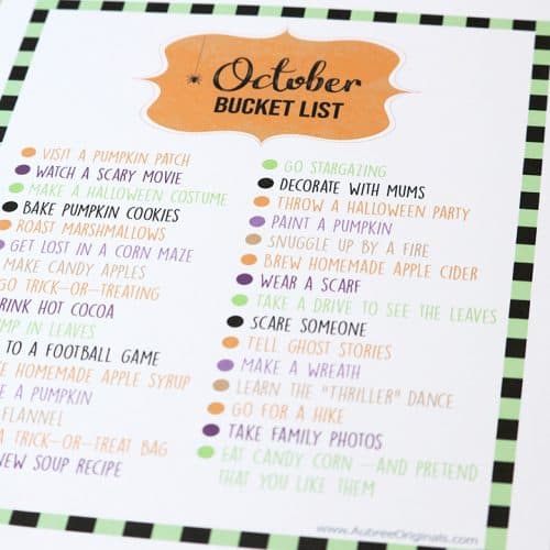 FREE Printable Bucket List to Max Your October - Aubree Originals