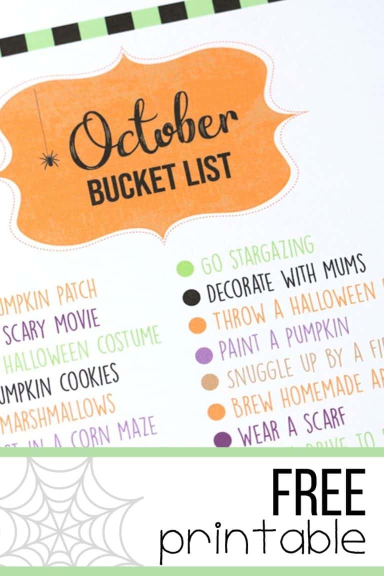 FREE Printable Bucket List to Max Your October - Aubree Originals