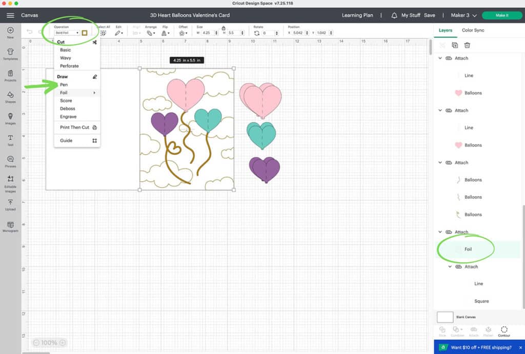 DIY 3D Heart Balloons Cricut Valentine's Card - Aubree Originals