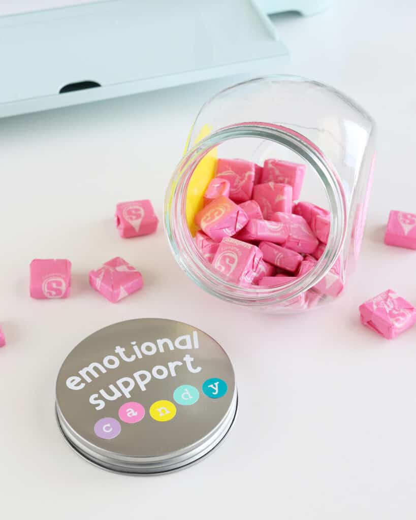 DIY Dollar Tree Candy Jar: Emotional Support Candy - Aubree Originals