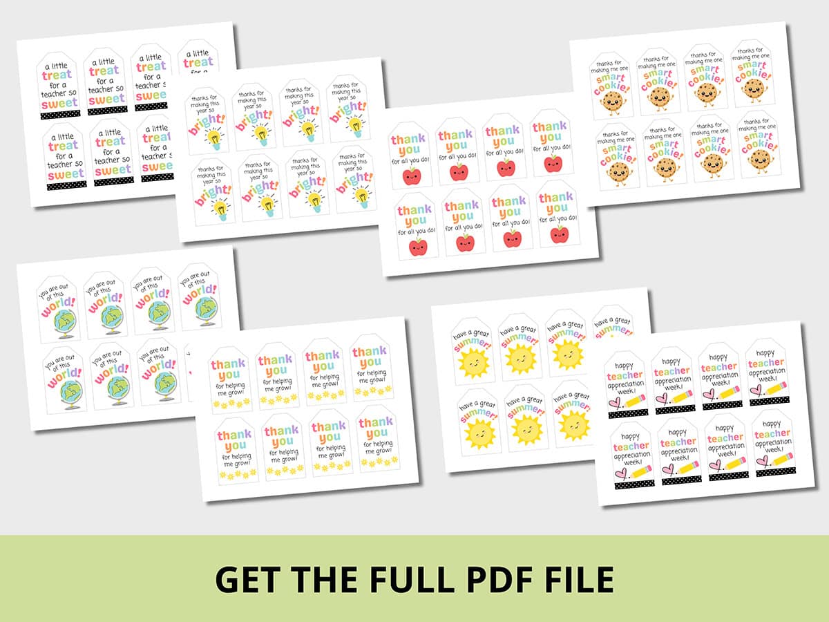 Free Printable Teacher Appreciation Gift Tags - Aubree Originals