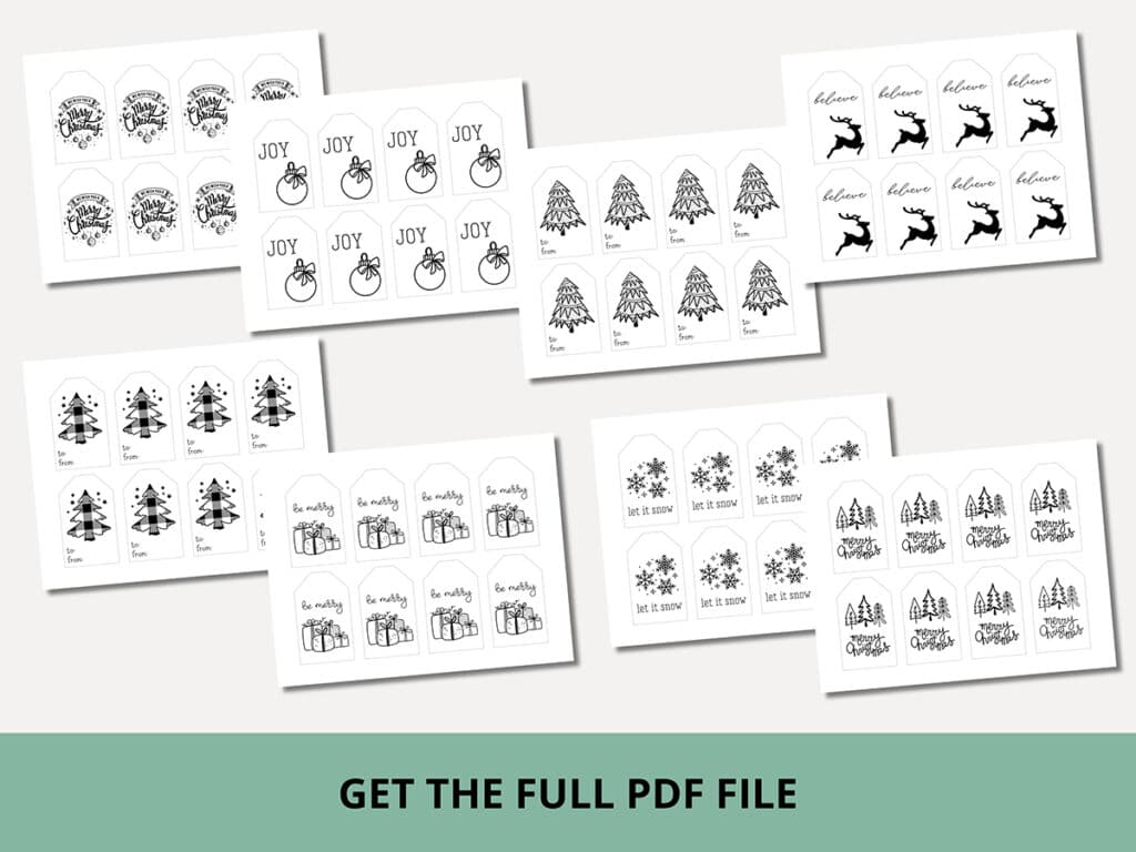 Free Printable Black and White Christmas Gift Tags - Aubree Originals