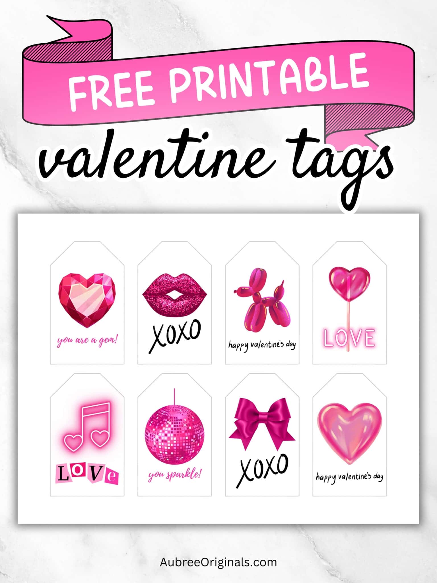 14+ Free Printable Valentine's Day Tags - Aubree Originals