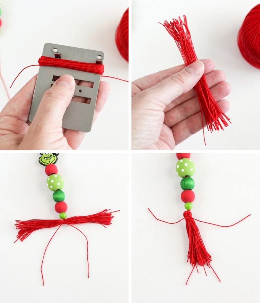 DIY Beaded Tassel Grinch Ornaments - Aubree Originals