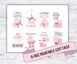 Free Printable Pink Santa Gift Tags - Aubree Originals