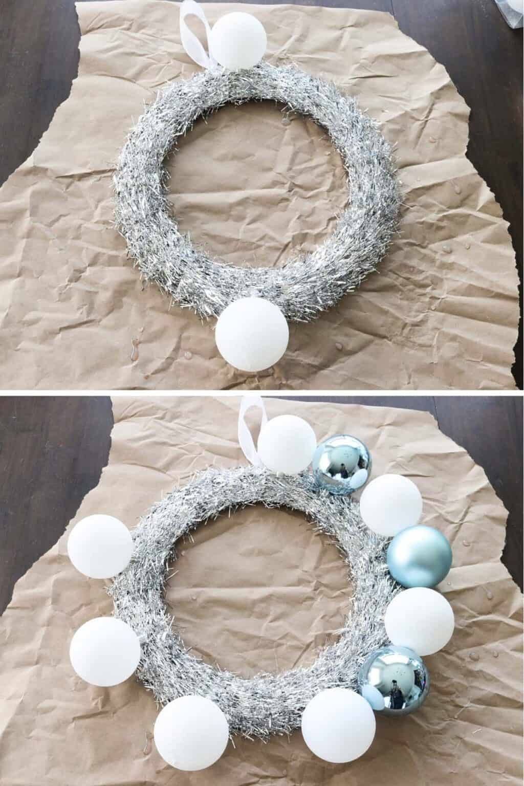 How to Make an Ornament Wreath With a Wire Frame - Aubree Originals